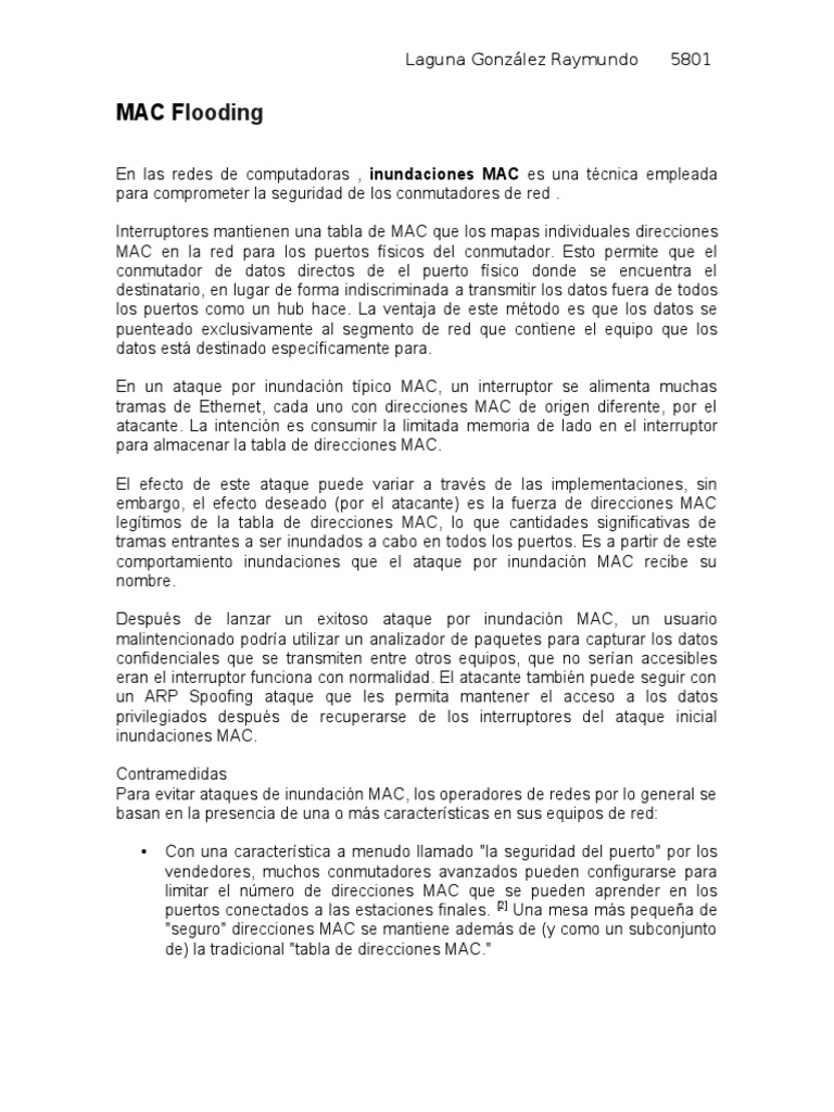 MAC Flooding | PDF | Conmutador de red | Macintosh