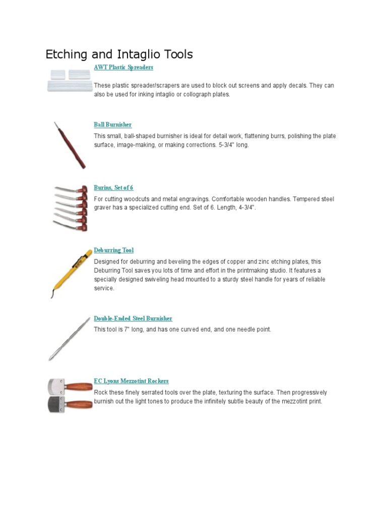 Etching and Intaglio Tools | PDF | Printmaking | Etching