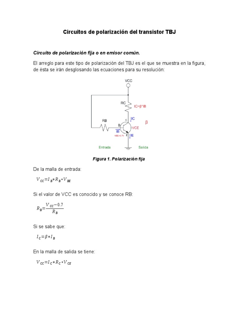 Circuitos de Polarización Del Transistor TBJ | PDF | Transistor ...