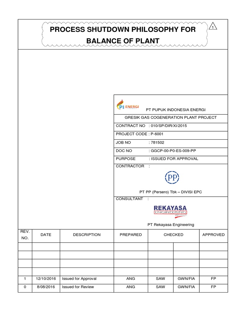 Process Shutdown Philosophy for Balance of Plant | PDF | Cogeneration ...