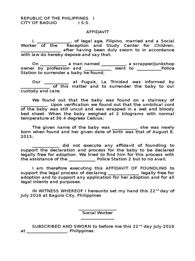 Affidavit of Foundling | PDF