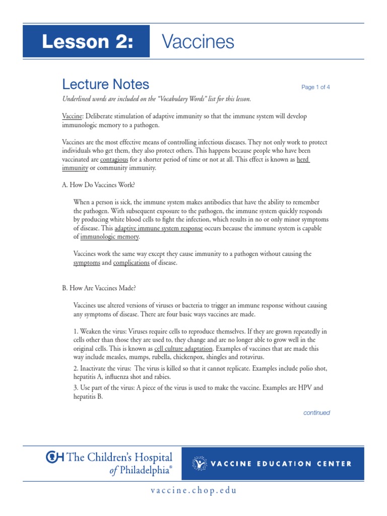 Vaccines Lecture Notes PDF | PDF | Vaccines | Immune System