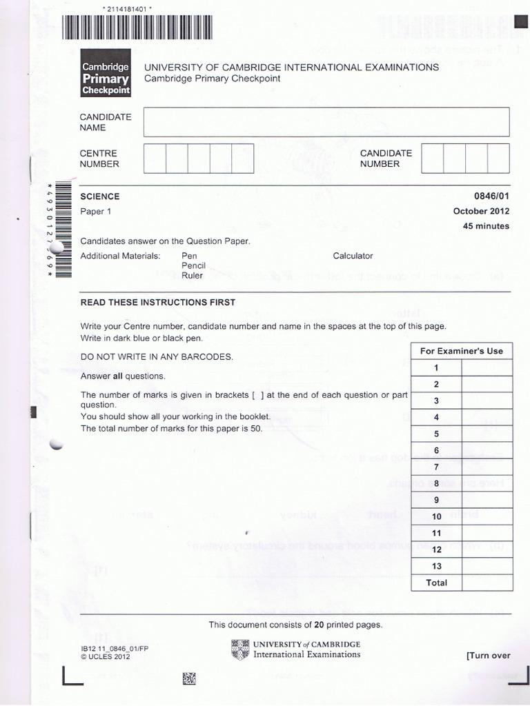 Science Paper 1 - Oct 2012 | PDF