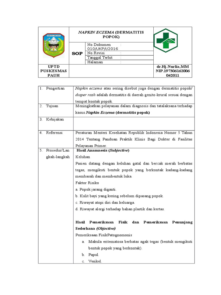 Napkin Eczema (Dermatitis Popok) | PDF
