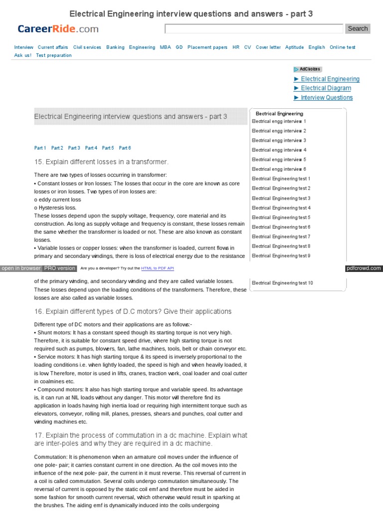 Careerride Com Electrical Engineering Interview Questions 3 | PDF ...