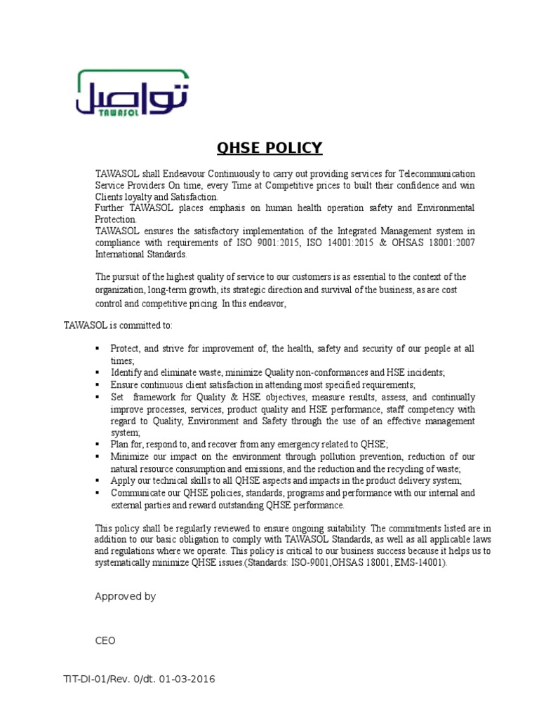 Qhse Policy | PDF