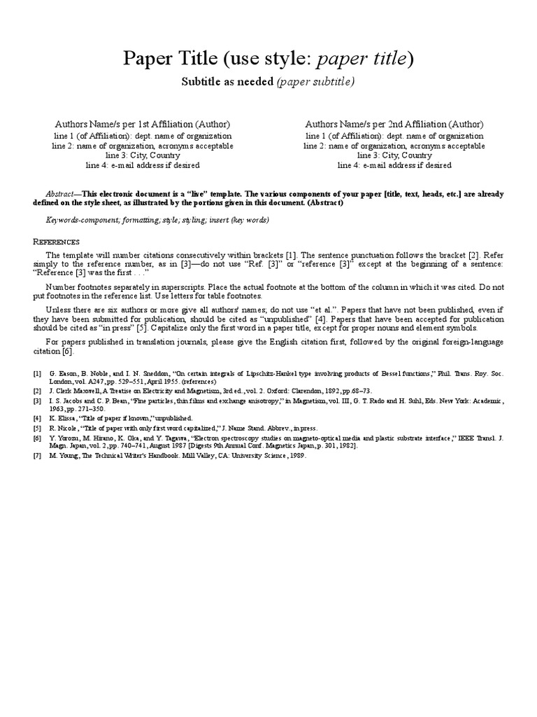 Paper Title (Use Style: Paper Title) : Subtitle As Needed (Paper ...