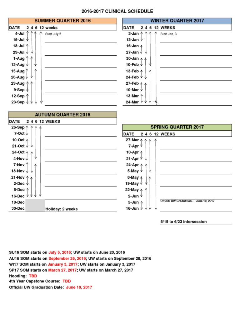 2016-2017 CLINICAL SCHEDULE Summer Quarter 2016 Winter Quarter 2017 | PDF