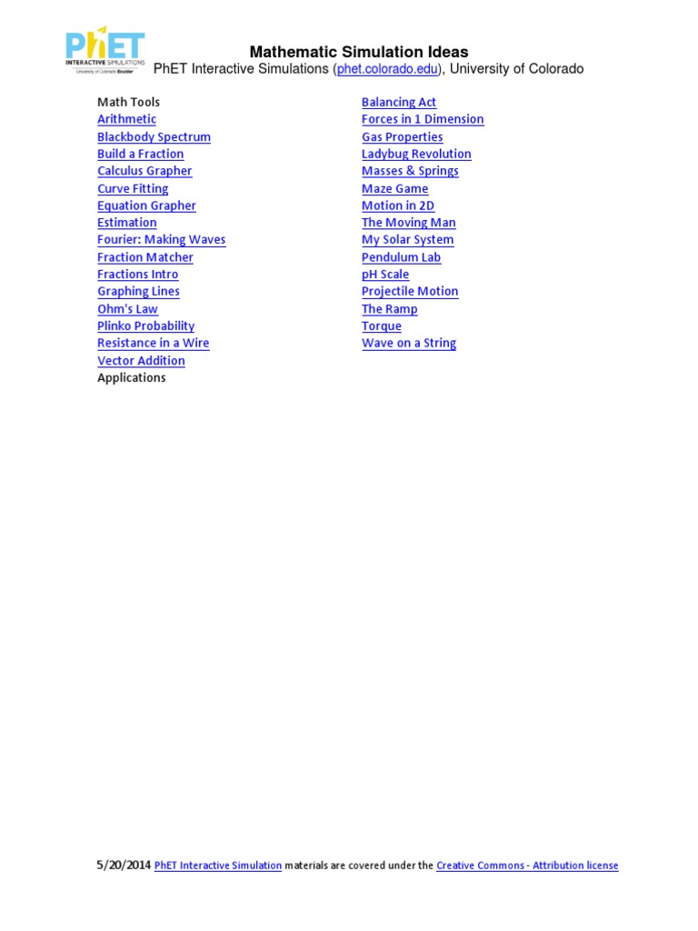 PhET Math Simulations Overview | PDF
