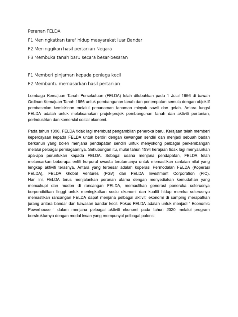 Peranan FELDA | PDF