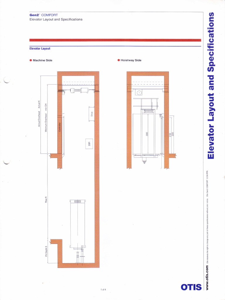 Gen2"COMFORT Specifications: Elevator Layout and | PDF