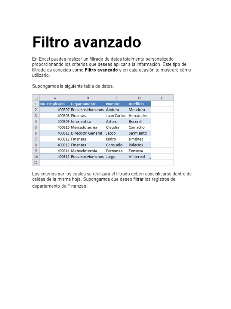 Diferencias entre filtros avanzados y automáticos en Excel | PDF ...