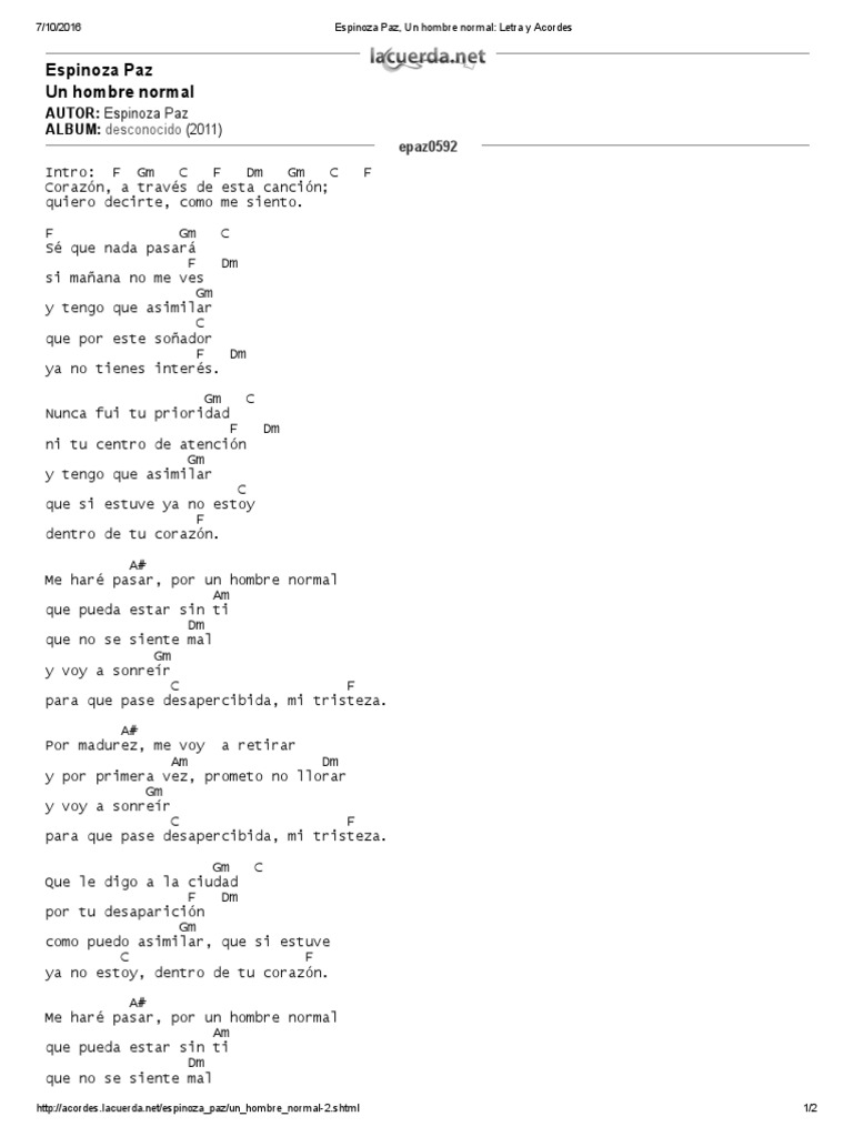 Espinoza Paz, Un Hombre Normal - Letra y Acordes | PDF