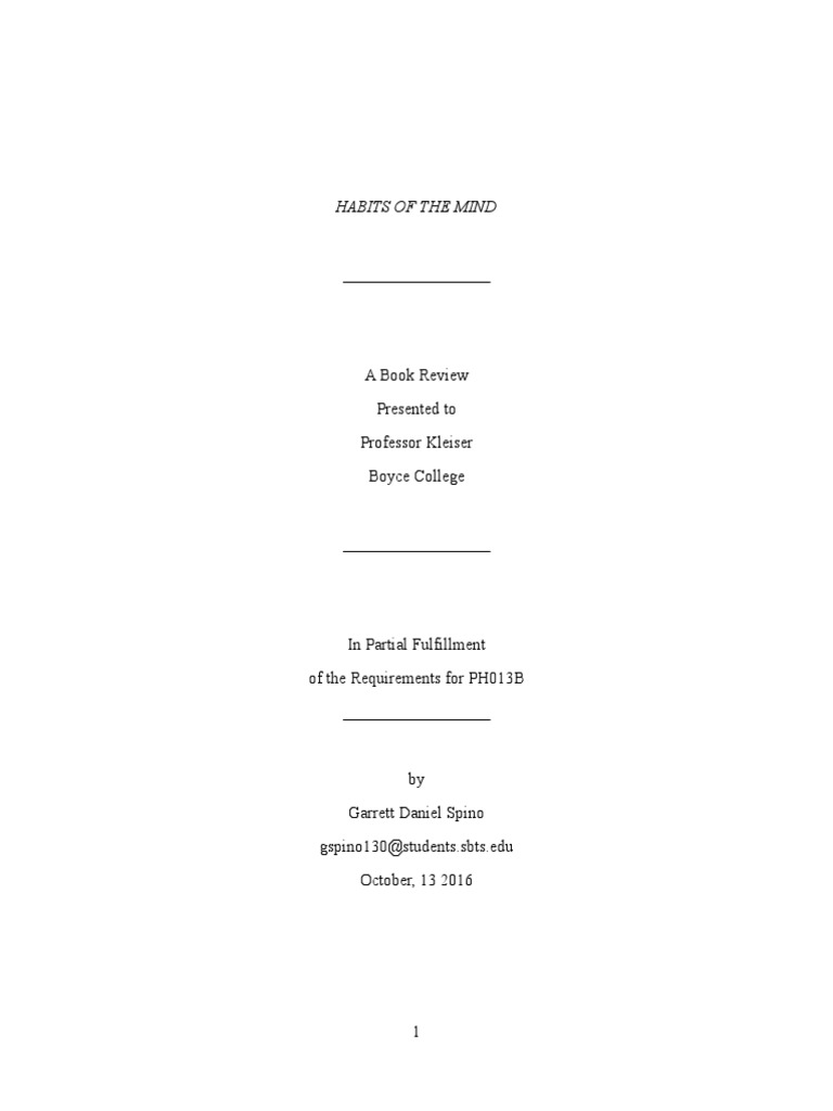 Habits of The Mind Book Review | PDF | Intellectual | Thought