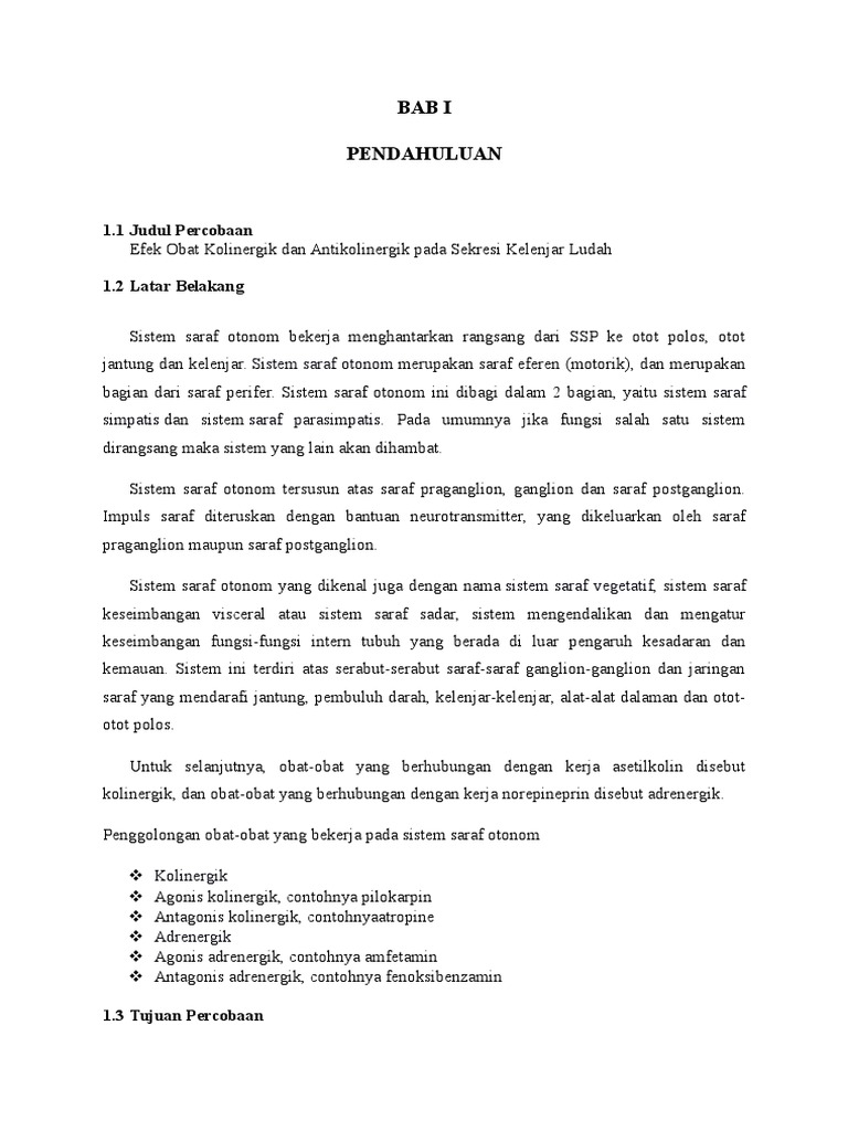 Efek Obat Kolinergik dan Antikolinergik | PDF