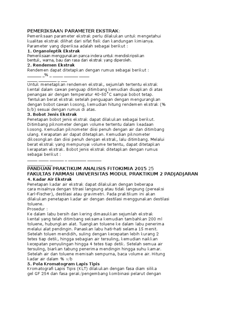 Pemeriksaan Parameter Ekstrak | PDF