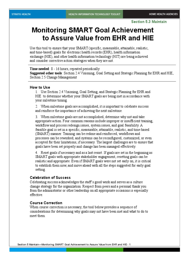 5 Monitoring EHR HIE SMART Goal Achievement | PDF | Electronic Health ...
