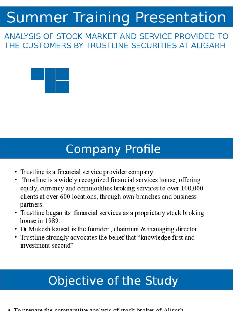 Trustline Summer Training Report Presentation | PDF | Stocks | Mutual Funds