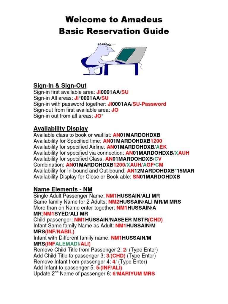 Amadeus Basic Reservation Commands Guide | PDF | Frequent Flyer Program ...