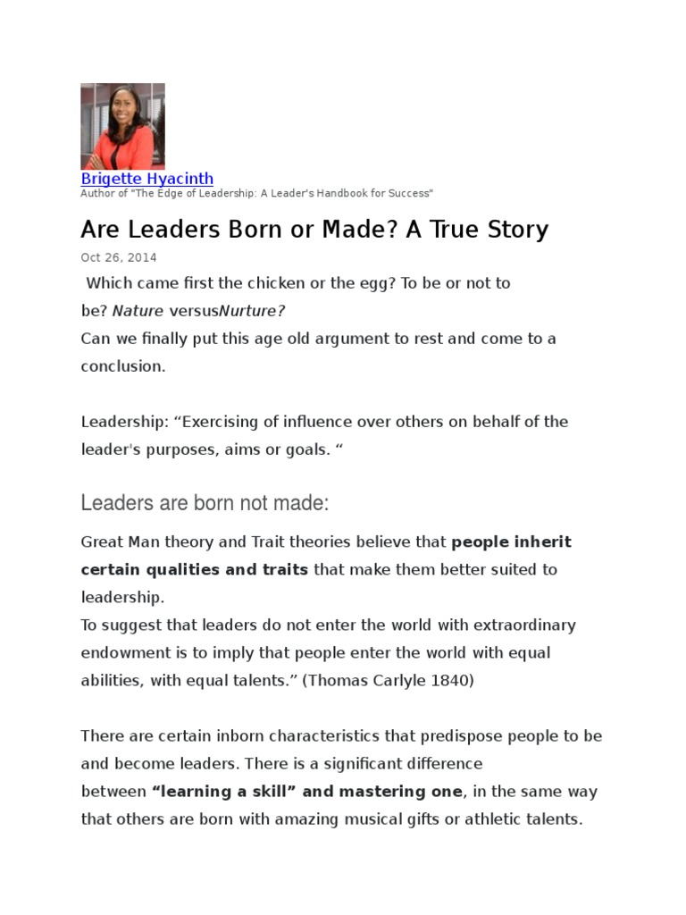 Are Leaders Born or Made | Download Free PDF | Leadership ...