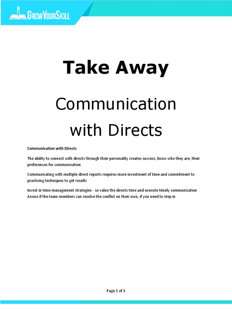 Effective Direct Communication | PDF | Career & Growth