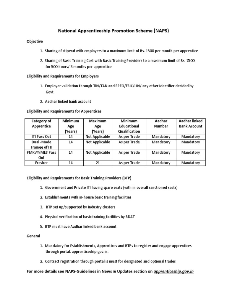 National Apprenticeship Promotion Scheme (NAPS) | PDF