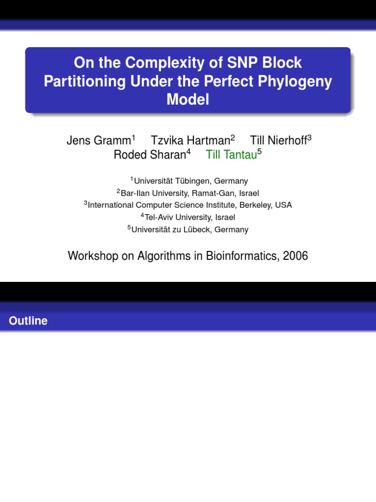 On The Complexity of SNP Block Partitioning Under The Perfect Phylogeny Model | PDF ...