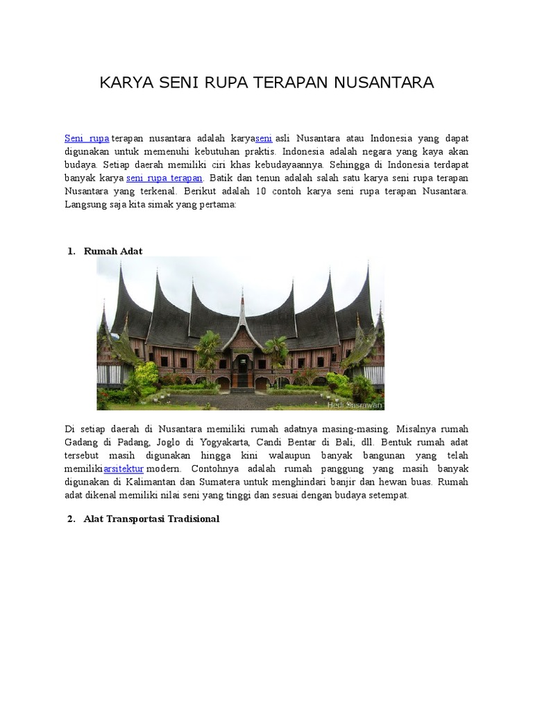 Karya Seni Rupa Terapan Nusantara | PDF