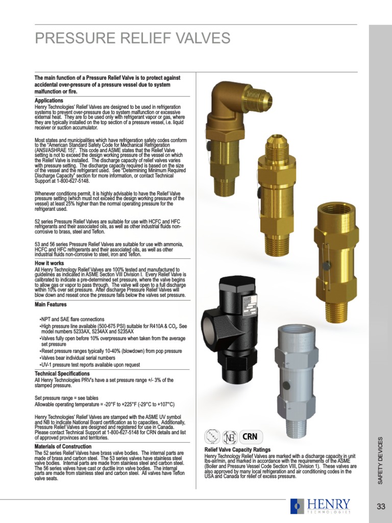 PRV Oil Safety Valve Henry 5600 | PDF | Valve | Pressure