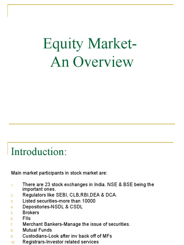 Introduction To Stock Market | PDF | Securities (Finance) | Stocks
