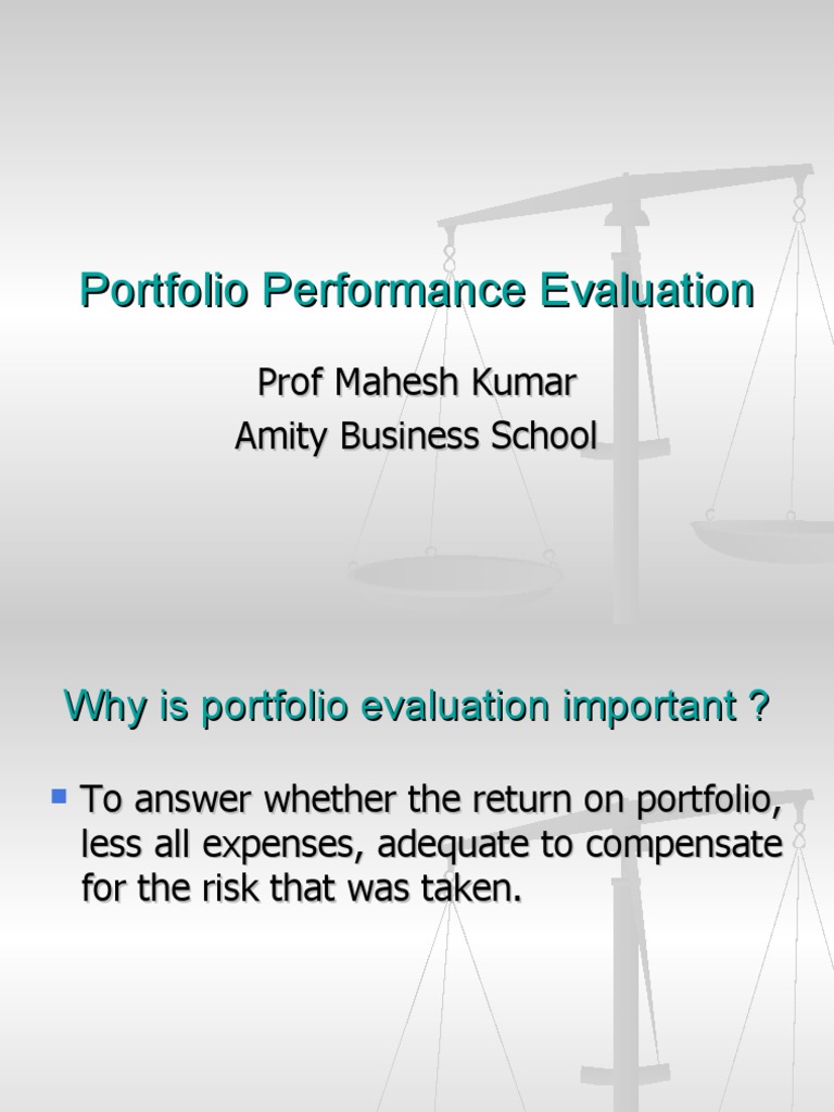 Portfolio Performance Evaluation Methods | PDF | Portfolio (Finance ...