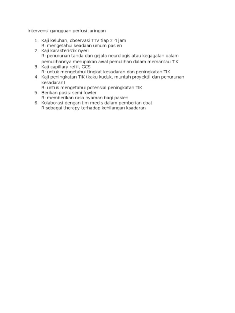 Intervensi Gangguan Perfusi Jaringan | PDF