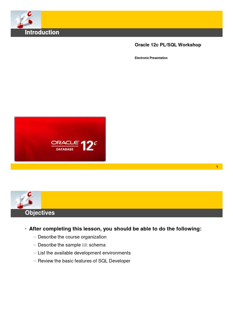 Oracle 12c PL/SQL Workshop: Electronic Presentation | PDF | Pl/Sql ...