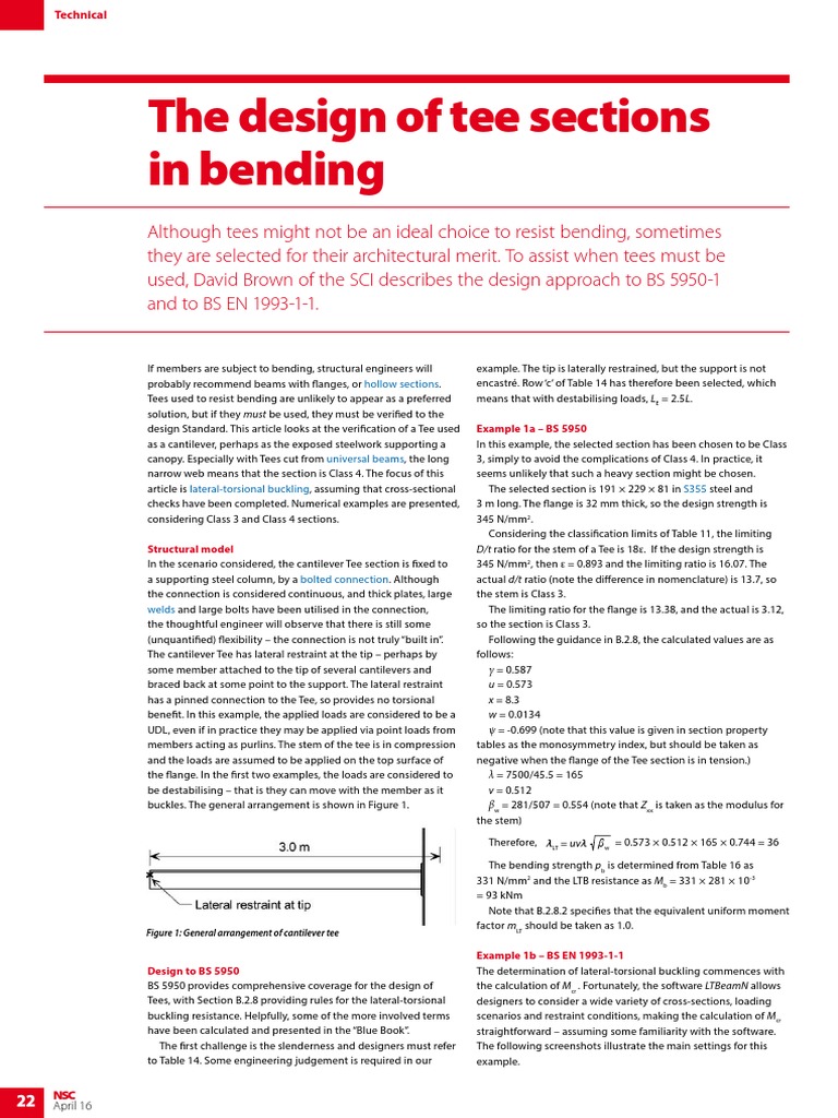 Design of TEE Sections in Bending | PDF | Buckling | Bending