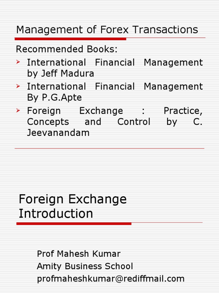 Management of Forex Transactions | PDF | Foreign Policy | Foreign ...