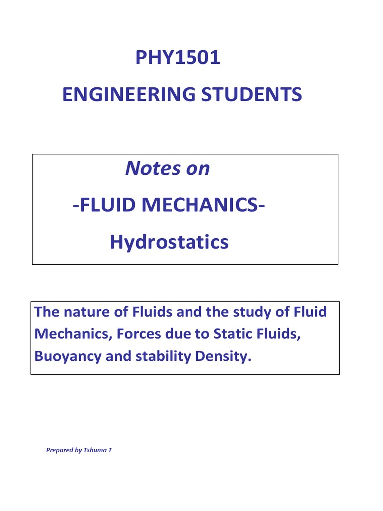 Fluid Mechanics Hydrostatics | PDF | Buoyancy | Weight