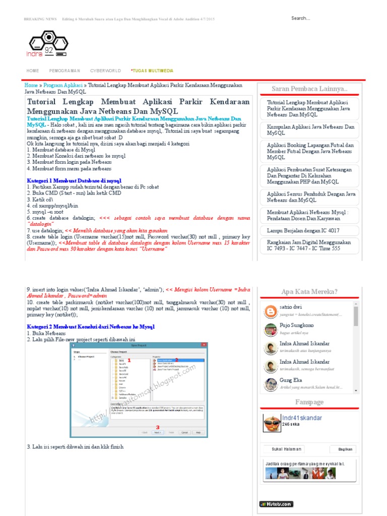 Tutorial Lengkap Membuat Aplikasi Parkir Kendaraan Menggunakan Java Netbeans Dan MySQL - INDRA92 ...