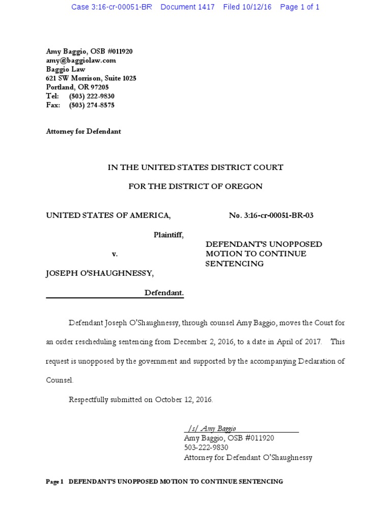 10-12-2016 ECF 1417 USA V JOSEPH O'SHAUGHNESSY - Unopposed Motion To ... 10-12-2016 ECF 1417 USA V JOSEPH O'SHAUGHNESSY - Unopposed Motion To ...