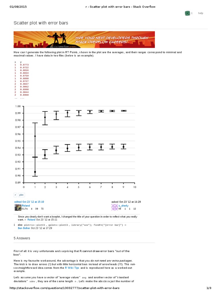 R - Scatter Plot With Error Bars - Stack Overflow | PDF | Standard Deviation | Statistical Analysis