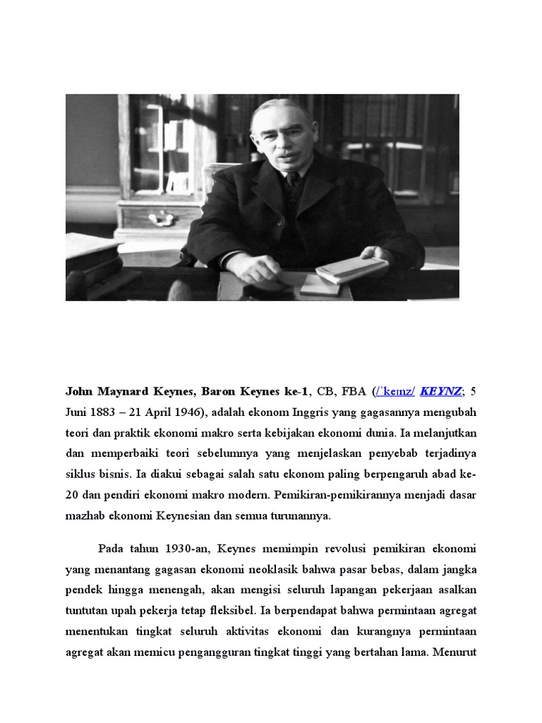 John Maynard Keynes (Santri Utami MS) Tokoh Ekonomi Dunia | PDF