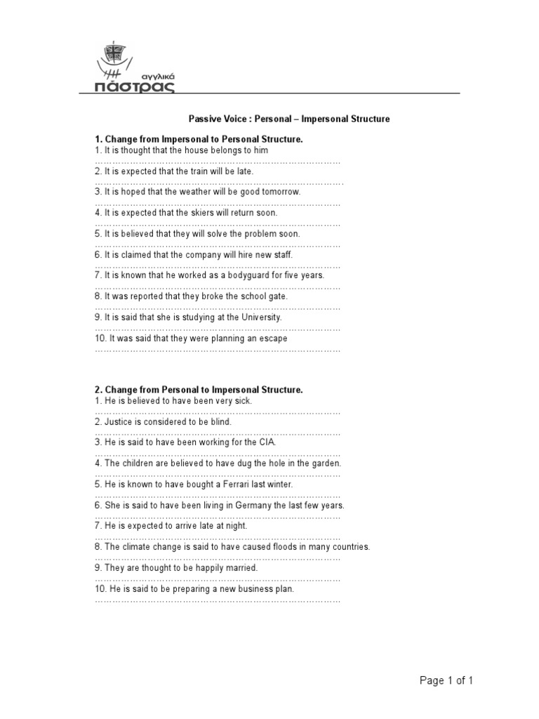 09 Change From Personal To Impersonal Structure | PDF