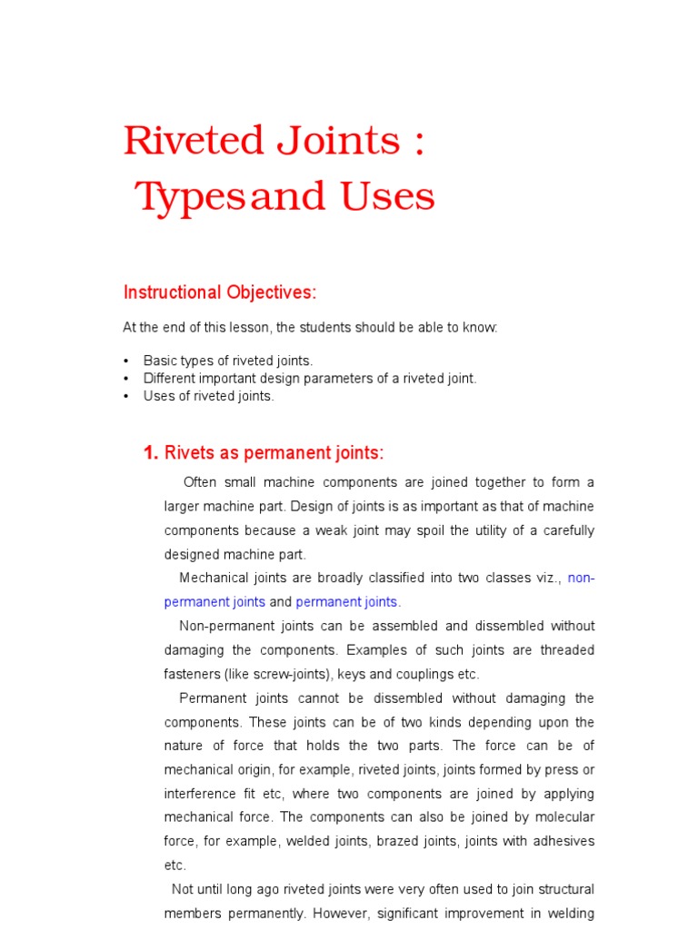 Unit-4 Rivnit-4 Rivitnts | PDF | Rivet | Structural Steel