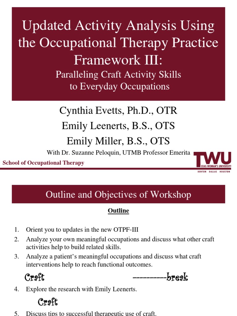 Applying Occupational Therapy Practice Framework Updates: Analyzing ...