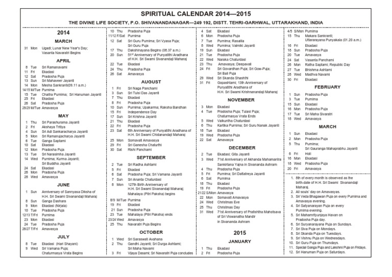 Calendar PDF | PDF | Hindu Worship | Hindu Behaviour And Experience