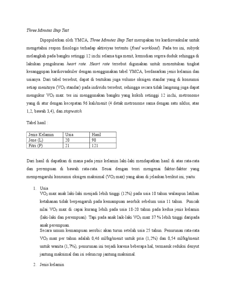 Three Minutes Step Test | PDF