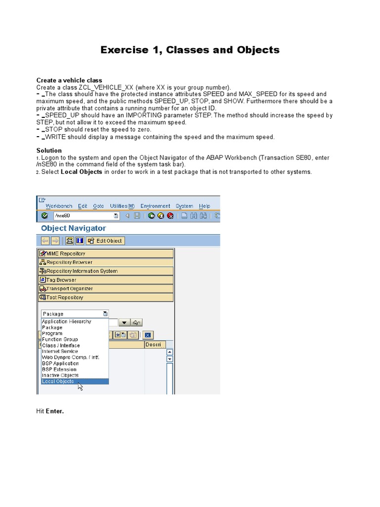 Abap Objects Exercise 1 Classes And Objects Global Pdf Method Computer Programming