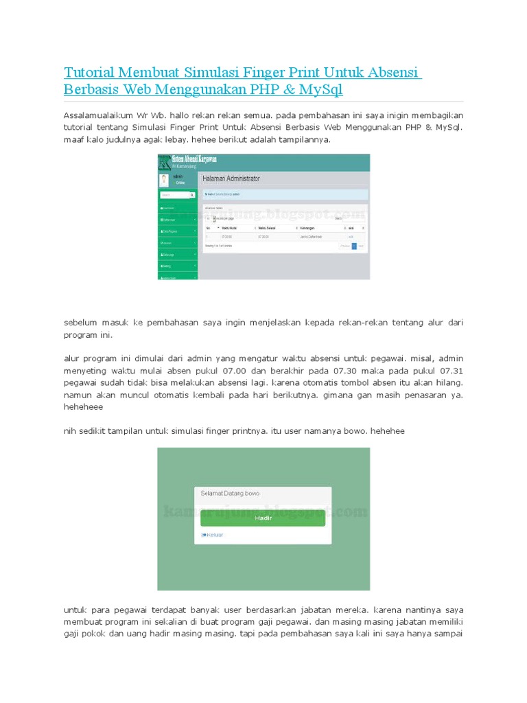 Tutorial Membuat Simulasi Finger Print Untuk Absensi Berbasis Web ...