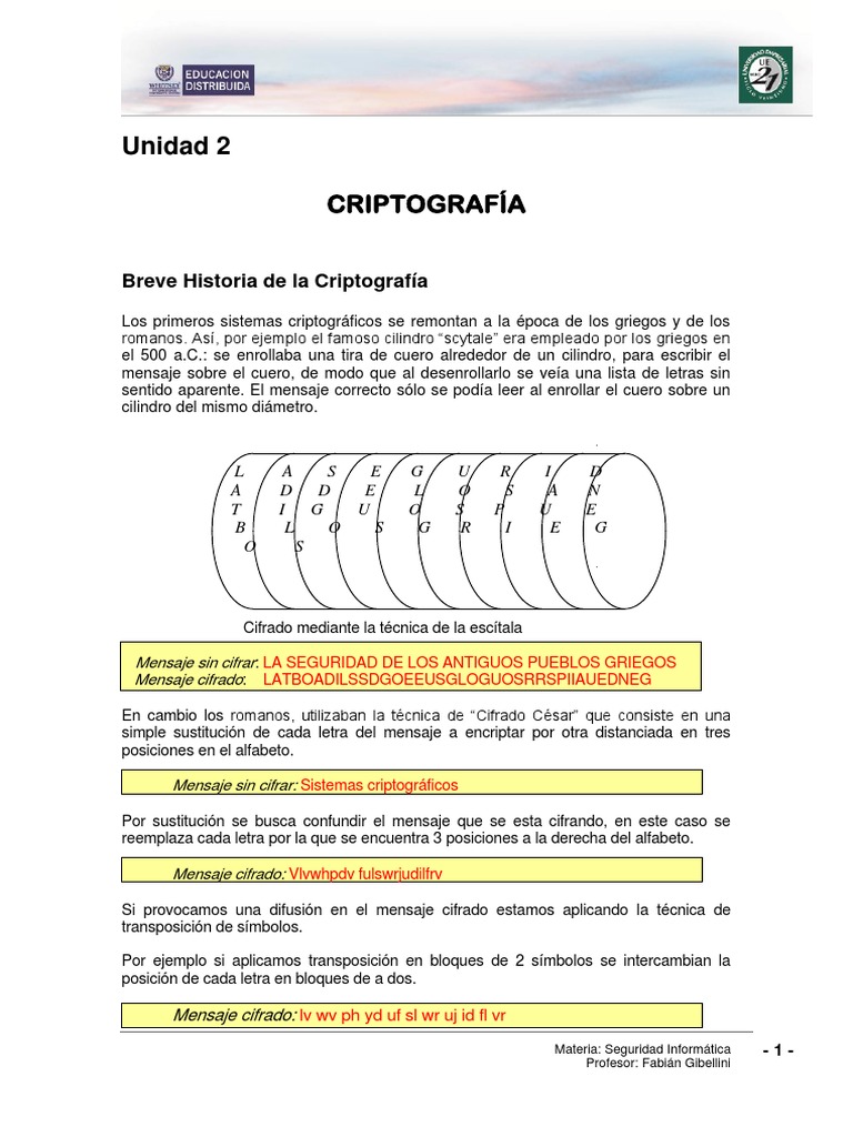 Lectura 2 - Criptografía | PDF | Clave (criptografía) | Criptografía