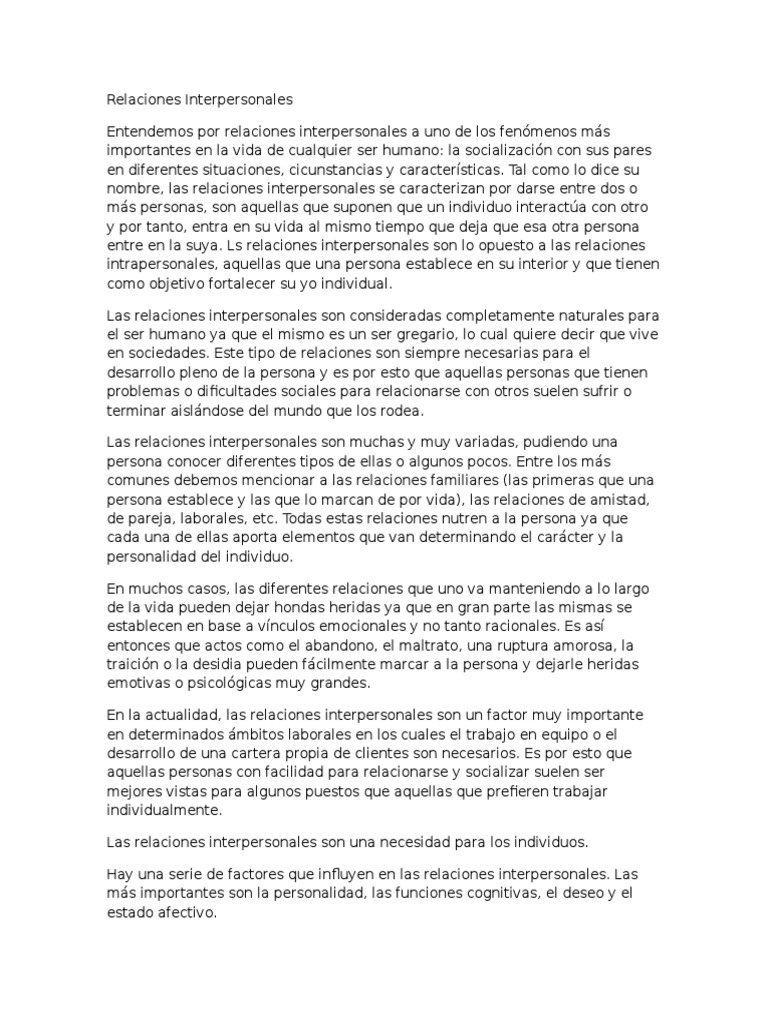 Relaciones Interpersonales | PDF | Adultos | Aprendizaje