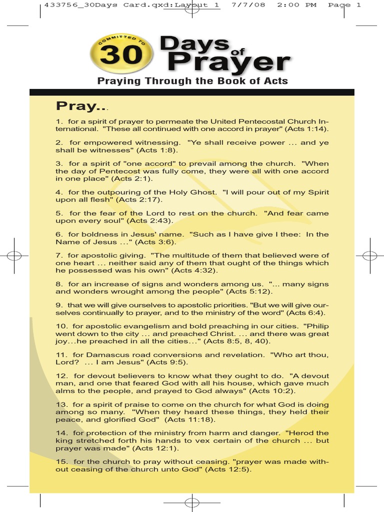 30 Days of Prayer | PDF | Acts Of The Apostles | Pentecostalism